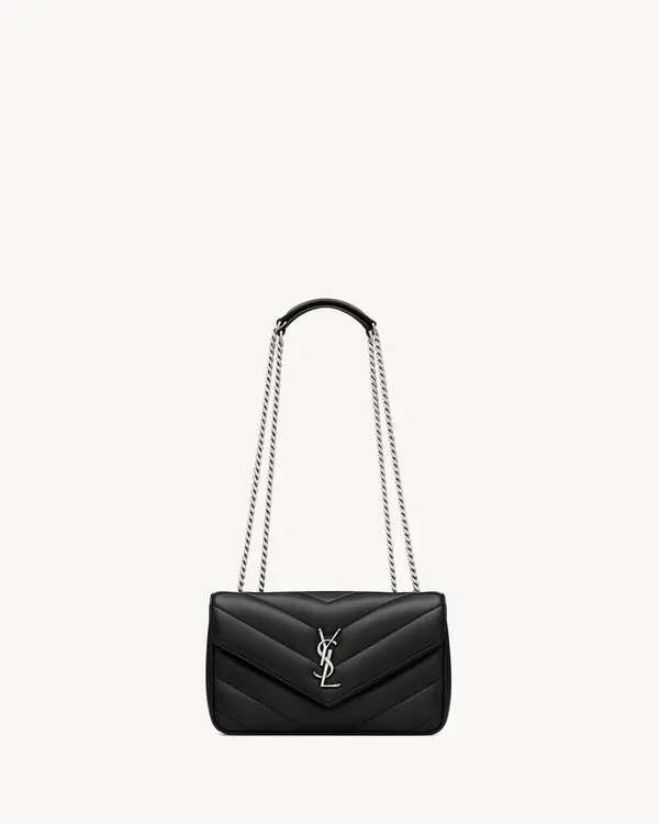 Saint Laurent Loulou Small In Matelassé Lambskin - Black
