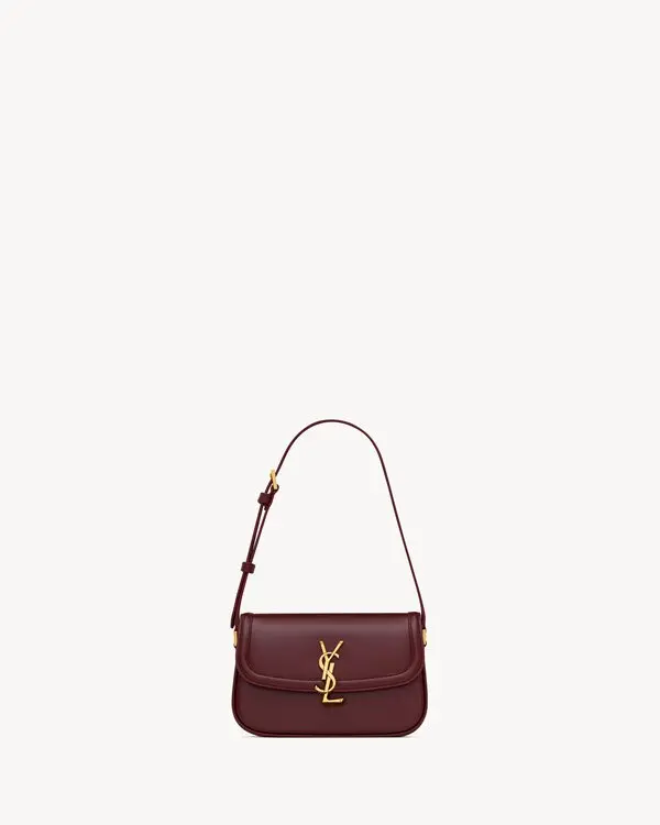 Saint Laurent Solferino Mini In Box Leather Bag - Rouge Cabernet