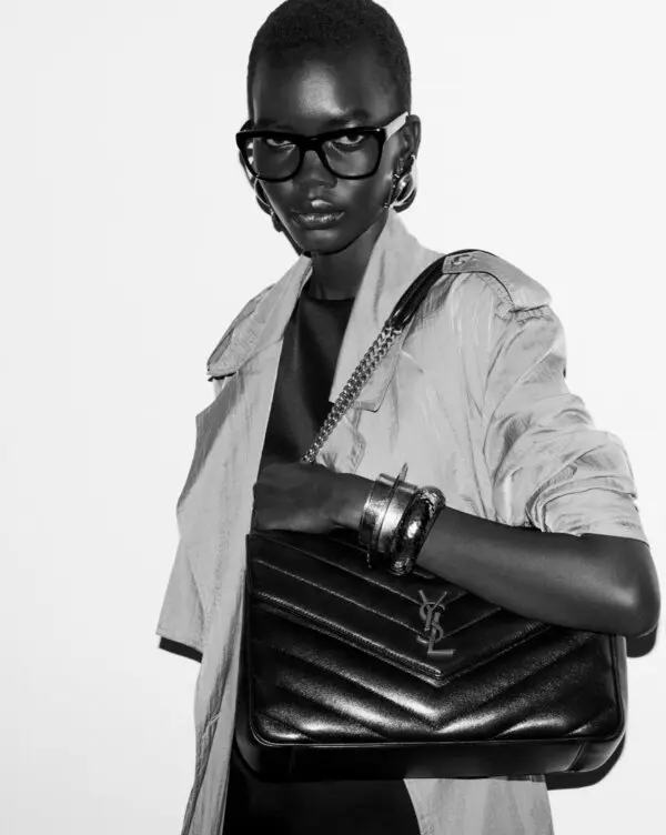 Saint Laurent Loulou Large Matelassé Lambskin Bag - Black