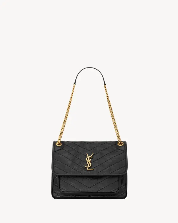 Saint Laurent Niki Medium Bag In Vintage Leather - Black