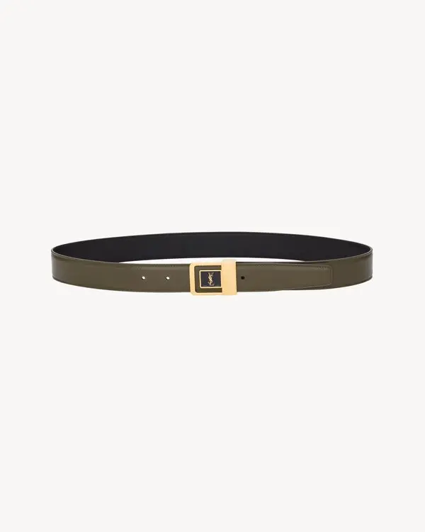 Saint Laurent La 66 Buckle Belt In Smooth Leather - Artichocke Green