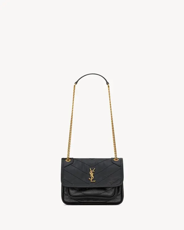 Saint Laurent Niki Baby Bag In Vintage Leather - Black