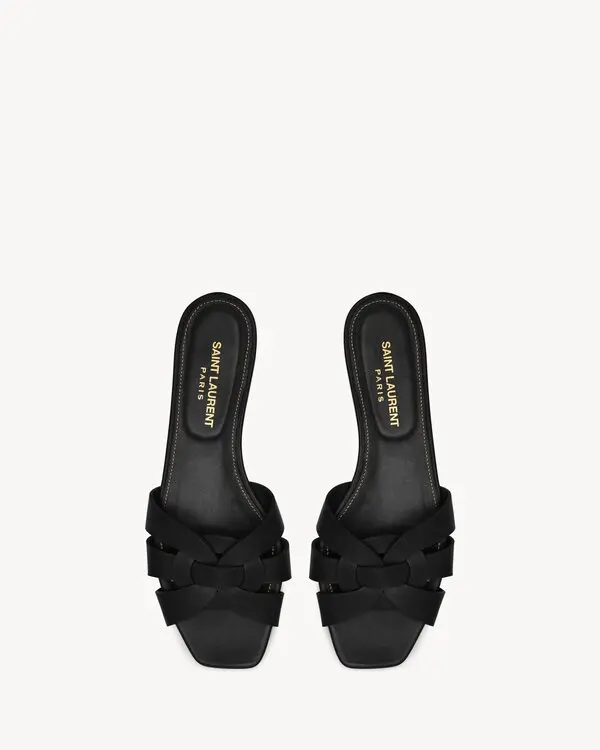 Saint Laurent Tribute Flat Sandals - Black