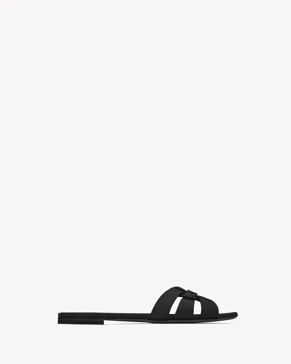 Saint Laurent Tribute Flat Sandals - Black