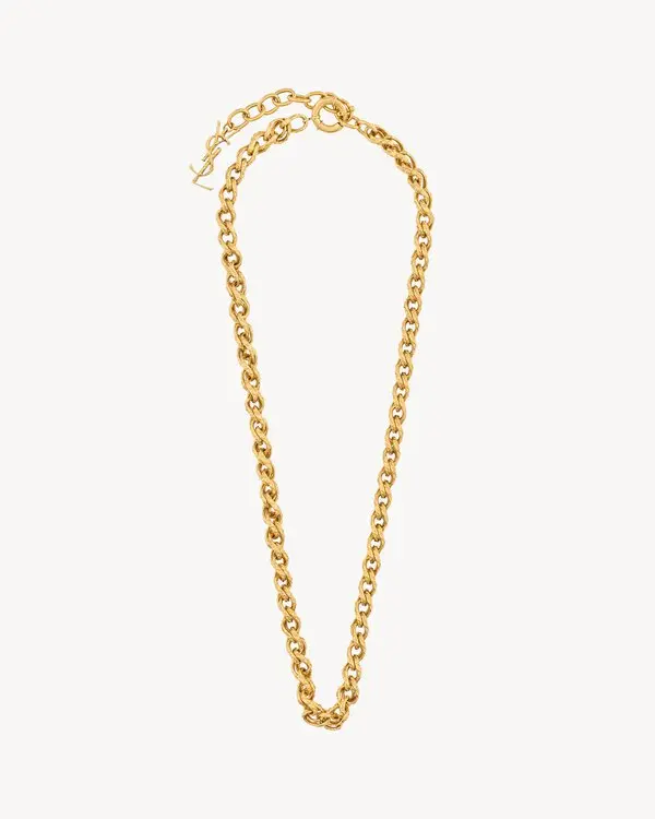 Saint Laurent Rope-chain Necklace In Metal - Brass Gold