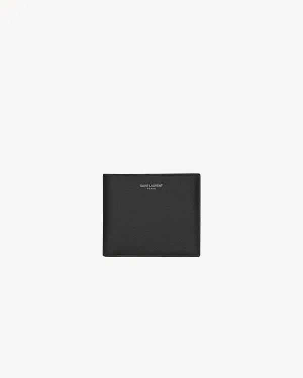 Saint Laurent Paris East/west Wallet With Coin Purse In Grain De Poudre Leather - Black