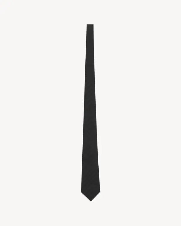 Saint Laurent Striped Silk Jacquard Tie - Black