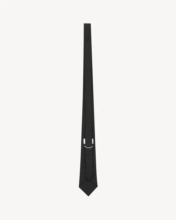Saint Laurent Striped Silk Jacquard Tie - Black