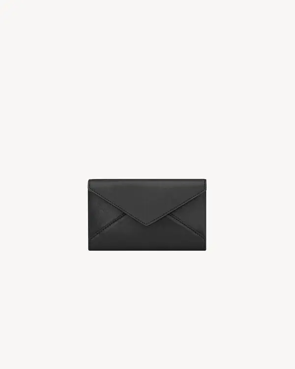 Saint Laurent Letter Wallet In Leather - Black