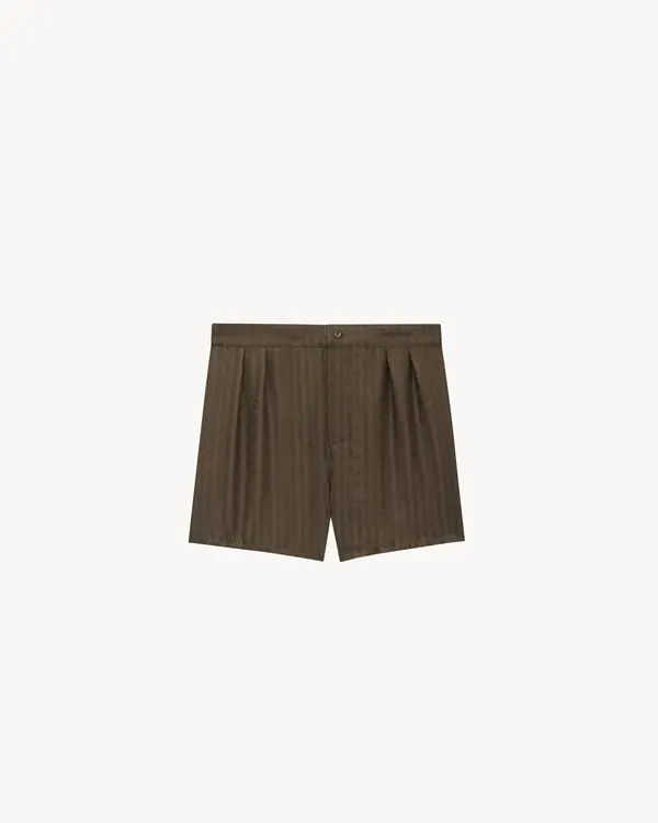 Saint Laurent Silk Twill Pajama Shorts - Taupe