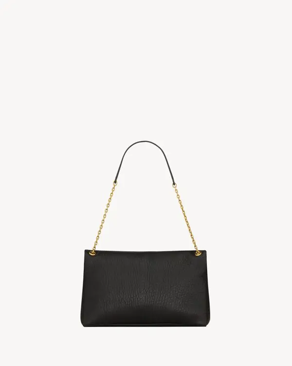 Saint Laurent Cassandre Pouch On Chain In Lambskin - Black