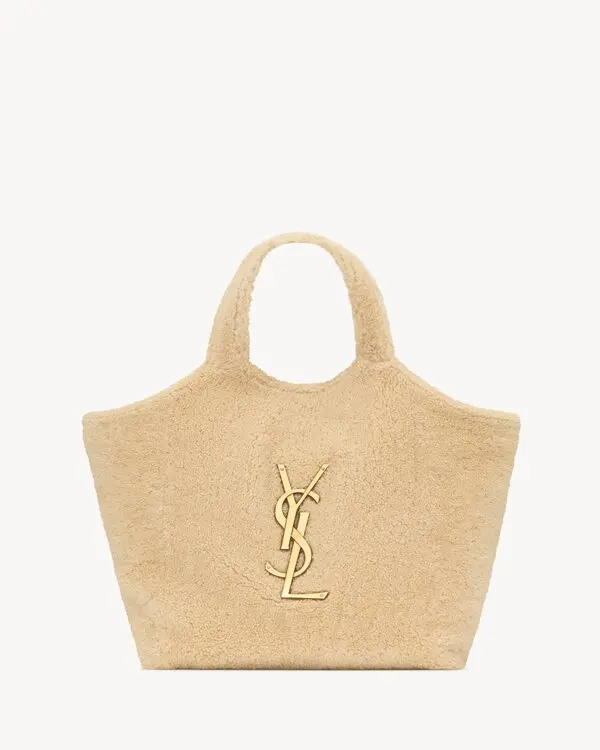 Saint Laurent Icare Maxi Tote In Shearling - Natural