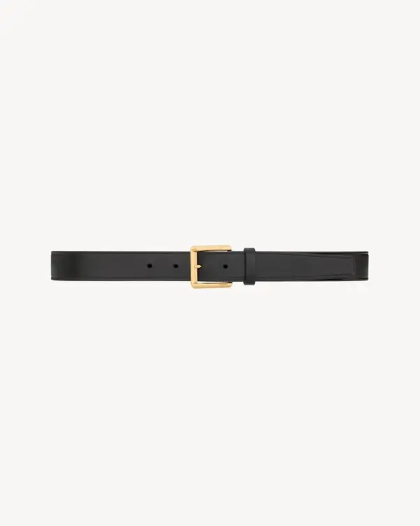 Saint Laurent Rectangular Buckle Belt In Leather - Black