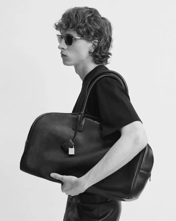 Saint Laurent Large Bowling Duffle Bag In Leather