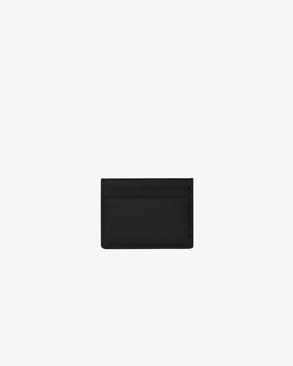 Saint Laurent Paris Credit Card Case In Grain De Poudre Leather - Black
