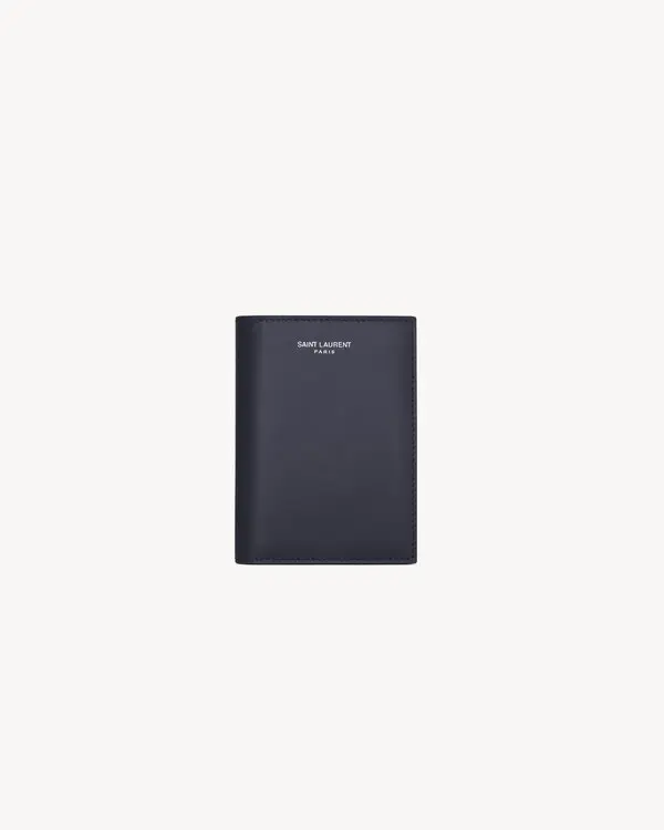 Saint Laurent Paris Credit Card Wallet In Smooth Leather - Midnight Blue