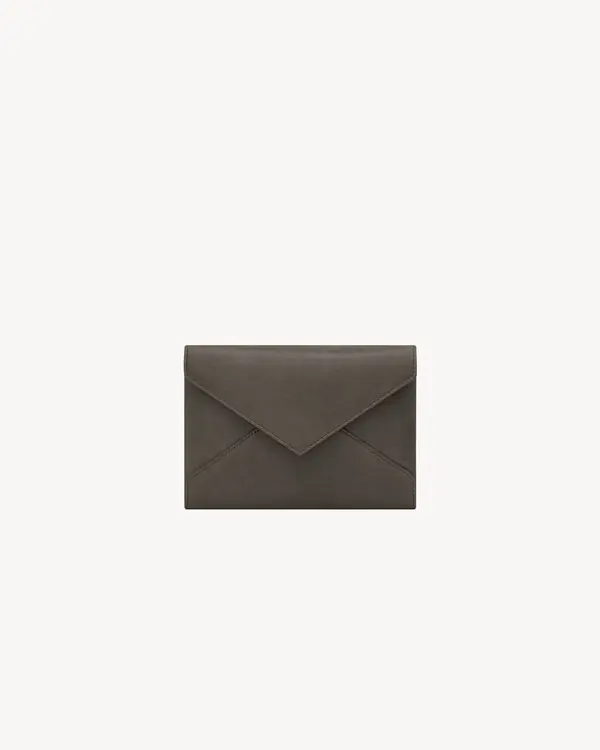 Saint Laurent Letter Passport Case In Leather - Urban Grey