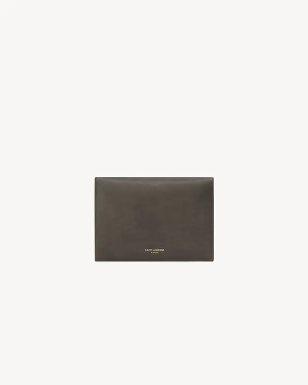 Saint Laurent Letter Passport Case In Leather - Urban Grey