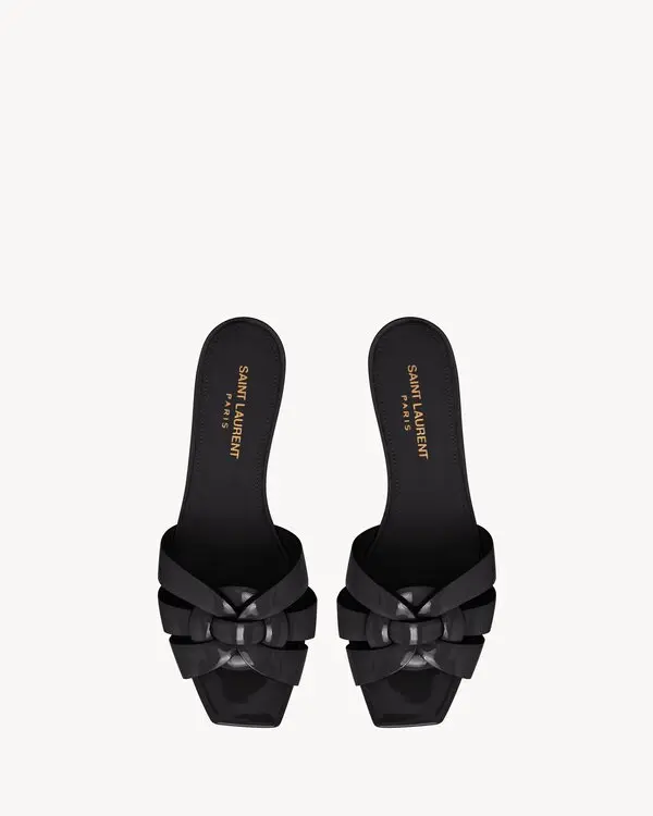 Saint Laurent Tribute Mules In Patent Leather - Black