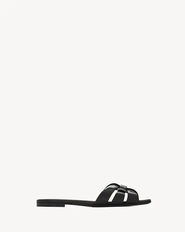 Saint Laurent Tribute Mules In Patent Leather - Black