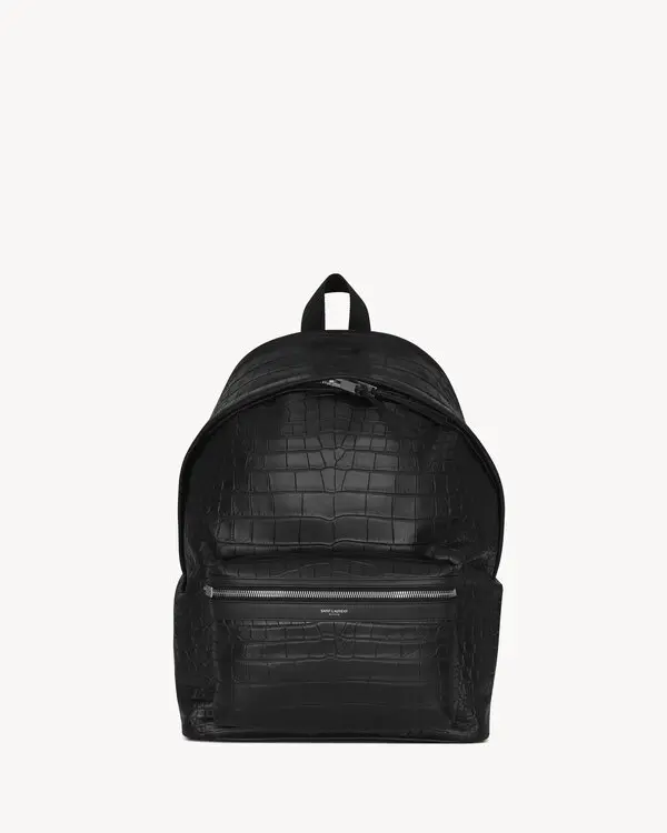 Saint Laurent City Crocodile-embossed Leather Backpack - Black