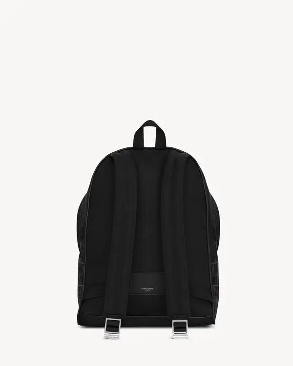 Saint Laurent City Crocodile-embossed Leather Backpack - Black