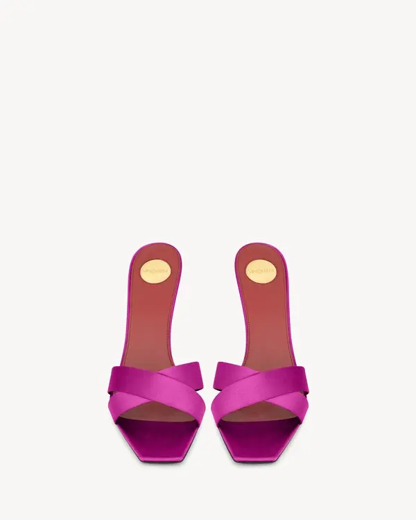 Saint Laurent Opyum Mules In Satin Crepe - Fuchsia