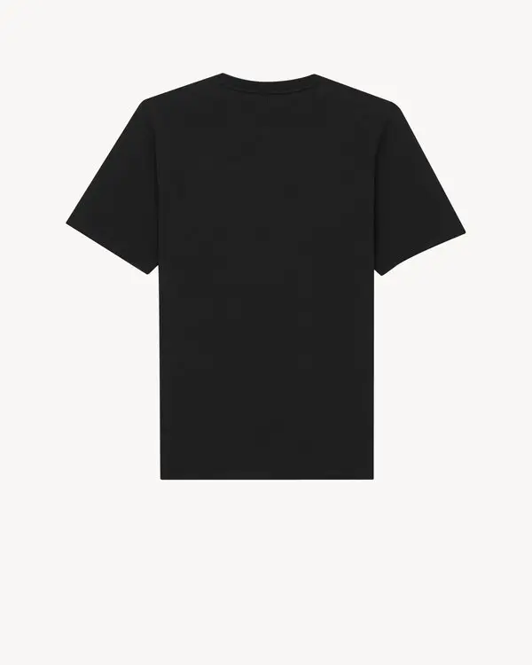 Saint Laurent Oversized Crewneck T-shirt With Halfmoon Embroidery - Noir