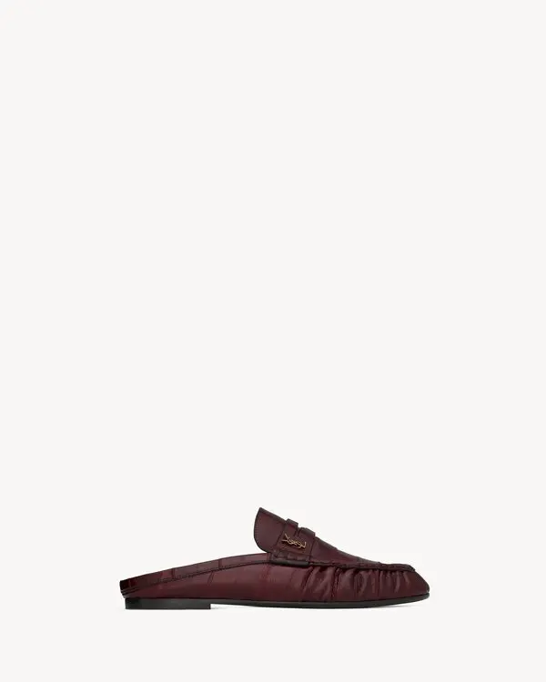 Saint Laurent Le Loafer Mules In Eel - Deep Bordeaux