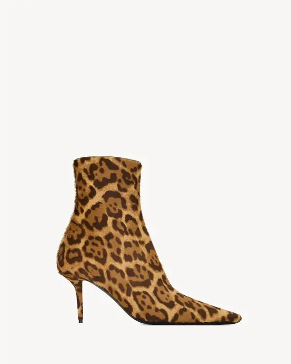 Saint Laurent Ashley Ankle Boots In Pony Hair Leather - Leopard