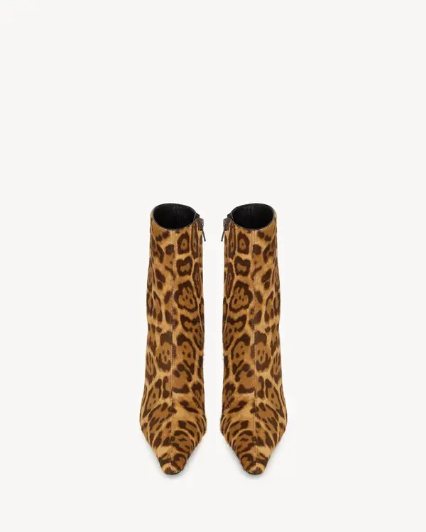 Saint Laurent Ashley Ankle Boots In Pony Hair Leather - Leopard