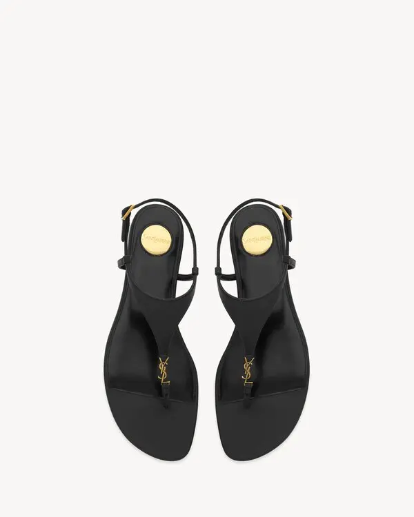 Saint Laurent Cassandra Flat Sandals In Smooth Leather