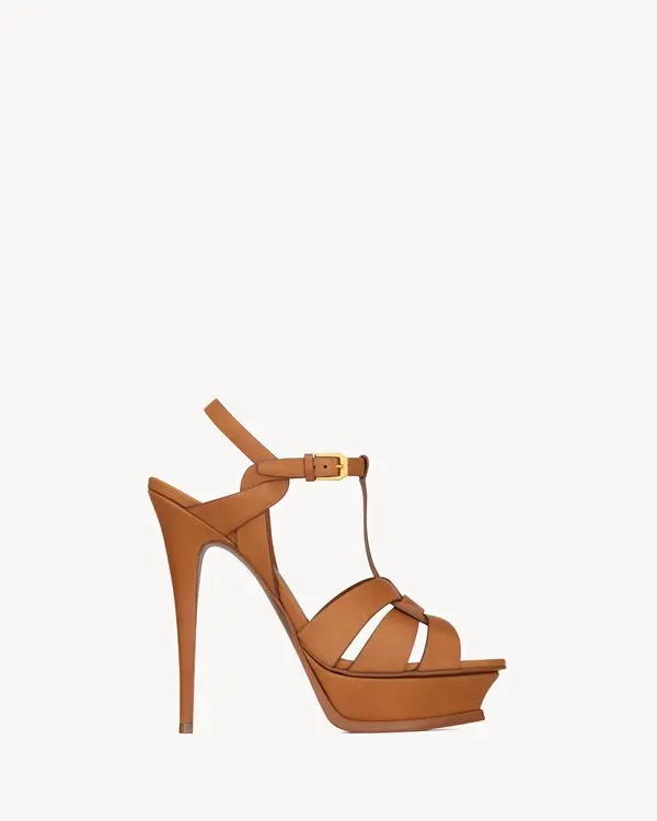 Saint Laurent Tribute Platform Sandals In Smooth Leather