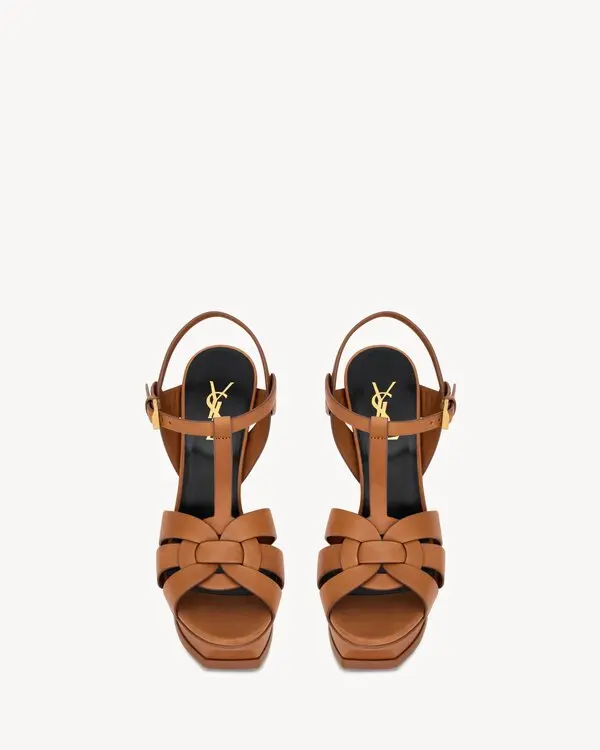 Saint Laurent Tribute Platform Sandals In Smooth Leather