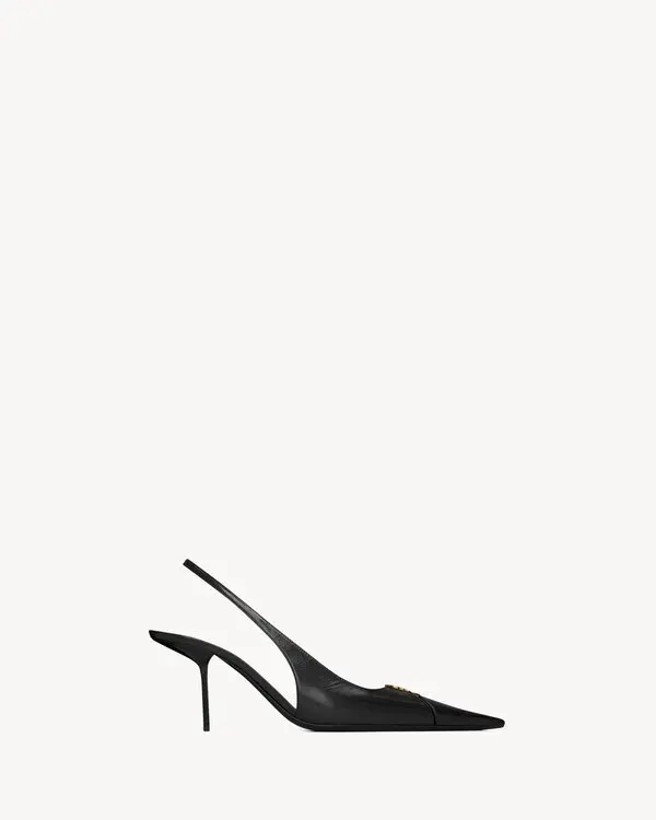 Saint Laurent Smooth Leather Slingback Pumps - Black