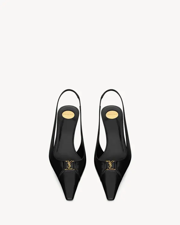 Saint Laurent Smooth Leather Slingback Pumps - Black
