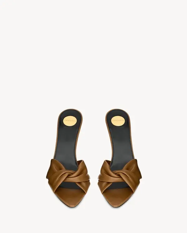 Saint Laurent Franciane Mules In Smooth Leather - Macadamia