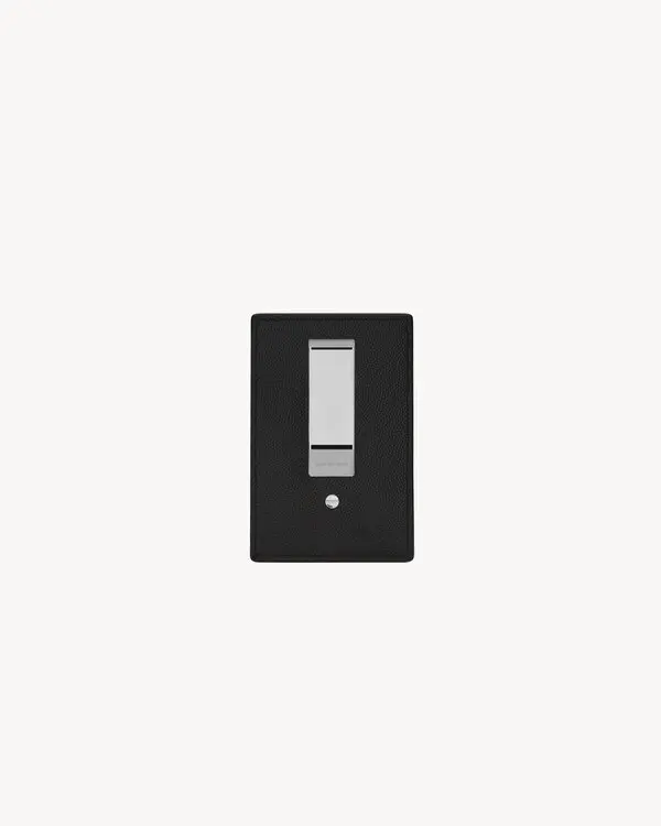 Saint Laurent Bill Clip With Card Case In Grain De Poudre Leather