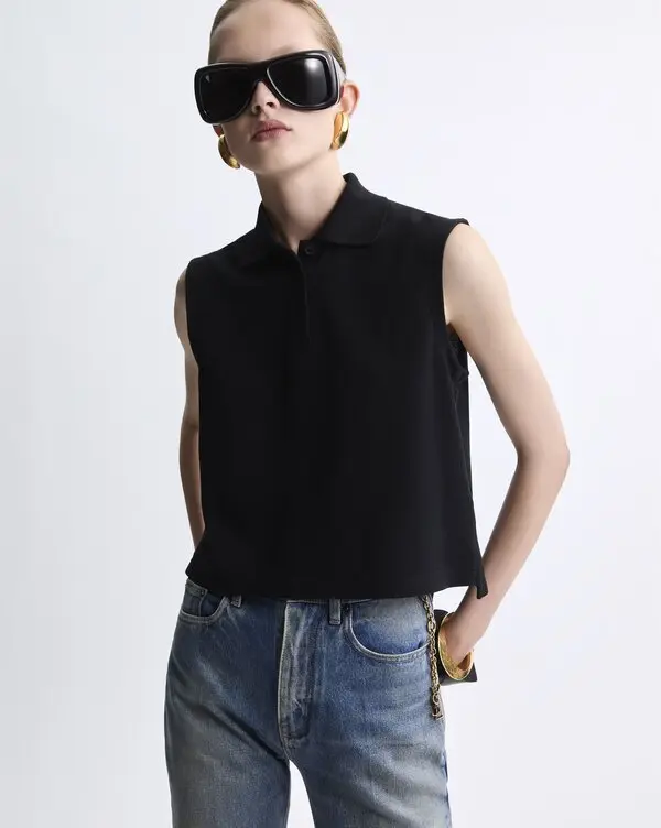 Saint Laurent Cassandre Polo Shirt In Piqu