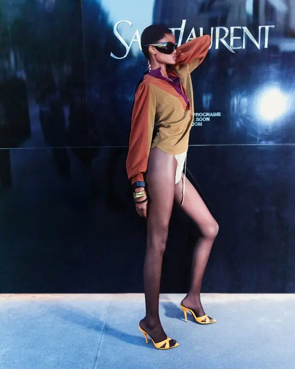 Saint Laurent Kirat Sandals In Satin Crepe - Yellow