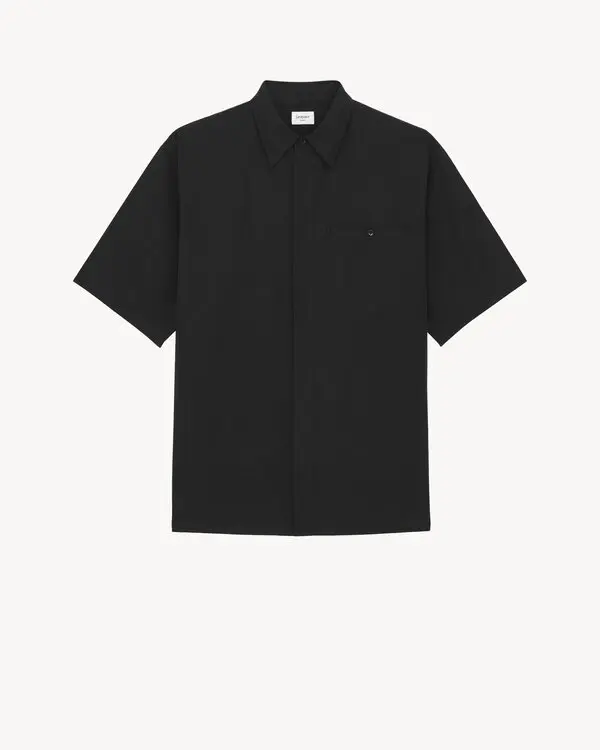 Saint Laurent Pajama Shirt In Cotton Poplin - Noir