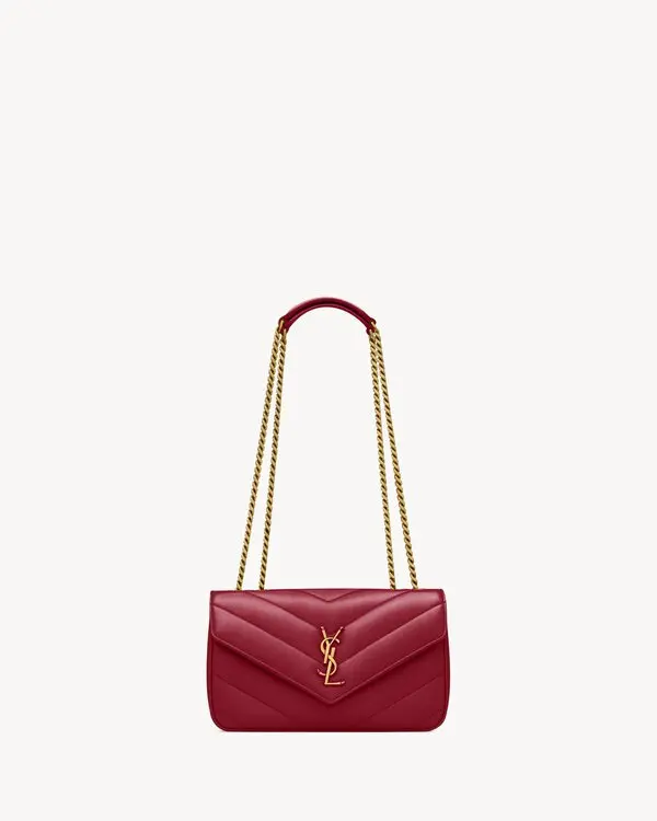 Saint Laurent Loulou Small In Matelassé Lambskin - Deeply Red