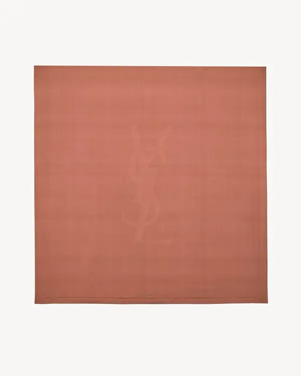 Saint Laurent Cassandre Square Scarf In Silk Charmeuse - Terracotta