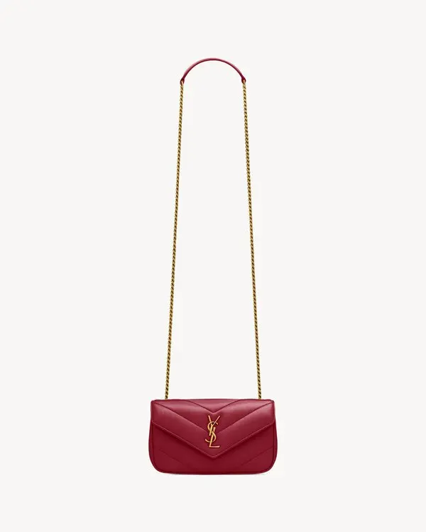 Saint Laurent Loulou Mini Bag In Lambskin - Deeply Red