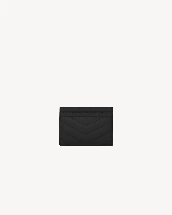 Saint Laurent Cassandre Matelassé Card Case In Grain De Poudre Leather - Black