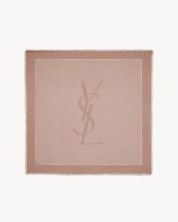 Saint Laurent Cassandre Square Scarf In Cashmere And Silk Etamine - Sienna