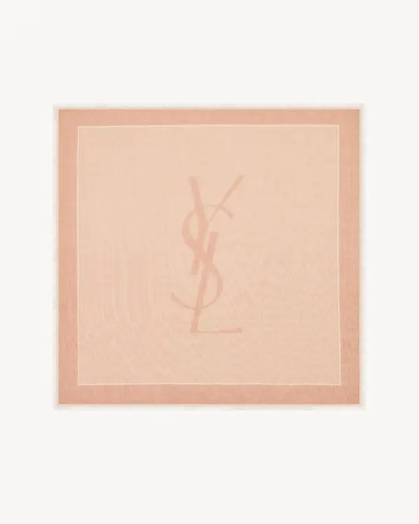 Saint Laurent Cassandre Square Scarf In Cashmere And Silk Etamine - Sienna