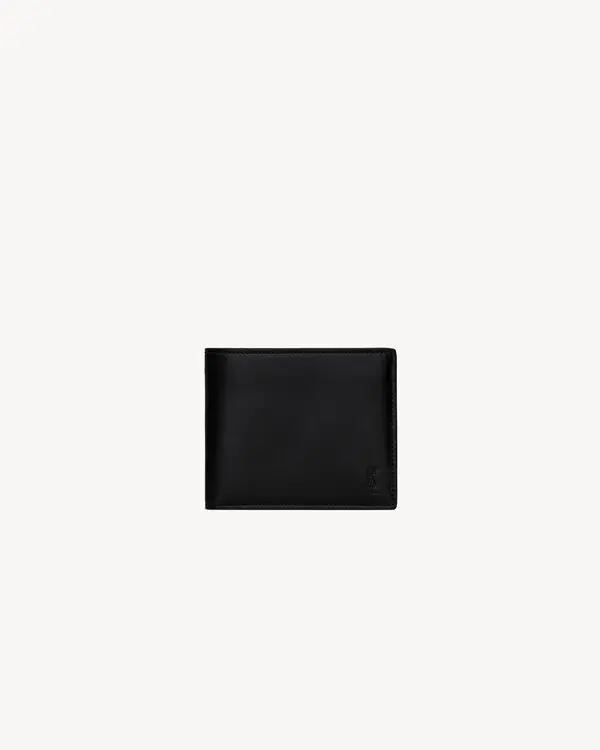 Saint Laurent Tiny Cassandre East/west Wallet In Matte Leather - Black