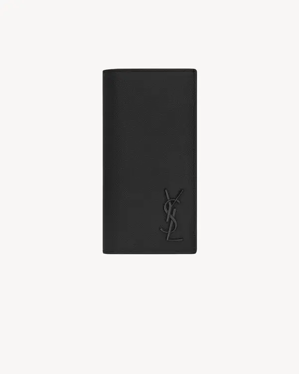 Saint Laurent Cassandre Continental Wallet In Grain De Poudre Leather - Black