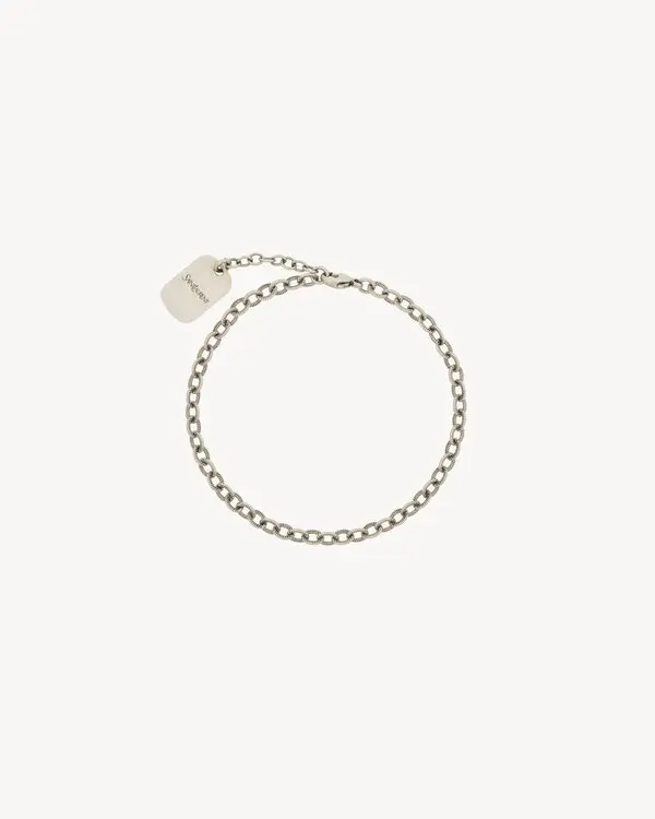 Saint Laurent Ribbed Chain Bracelet In Metal - Oxidized Silver